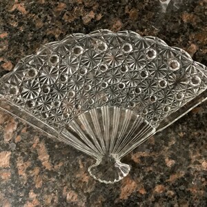 Fenton Daisy and Button Fan Shaped Plate, Tray, Trinket Dish Cut Glass ...