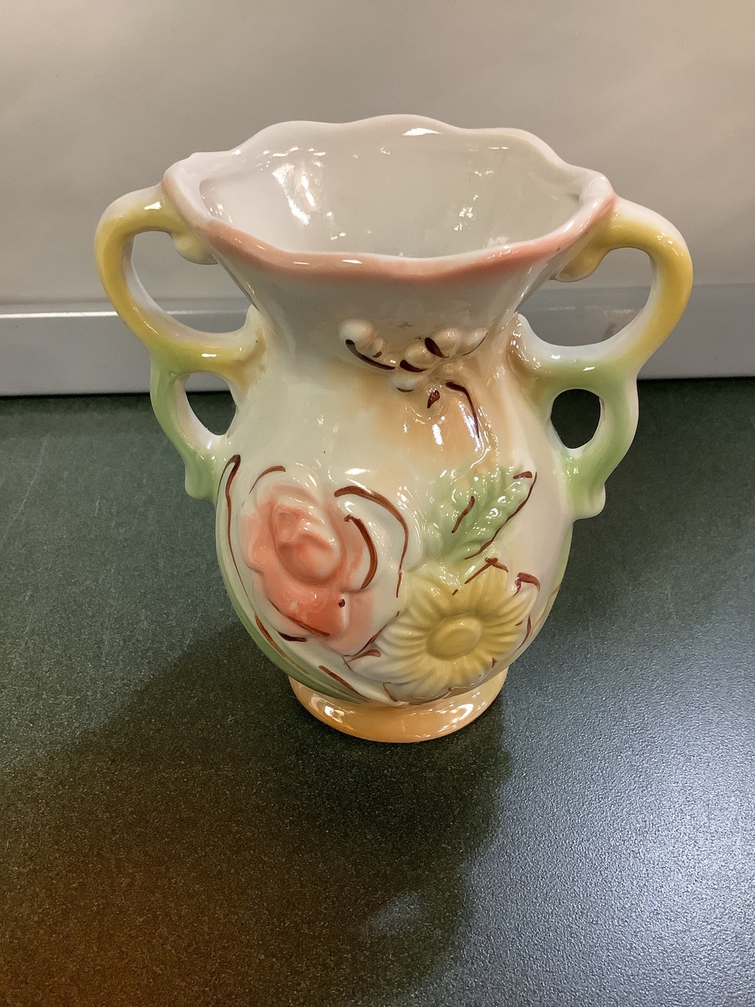 Lusterware Vase, Vintage Vase Brazil, 5 Inch Tall, Flowers and Double ...