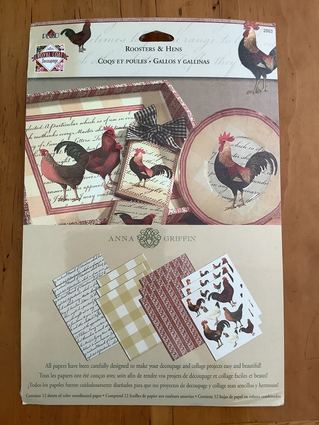 Royal Coat Decoupage, Roosters and Hens, Unopened Package, Anna Griffin ...