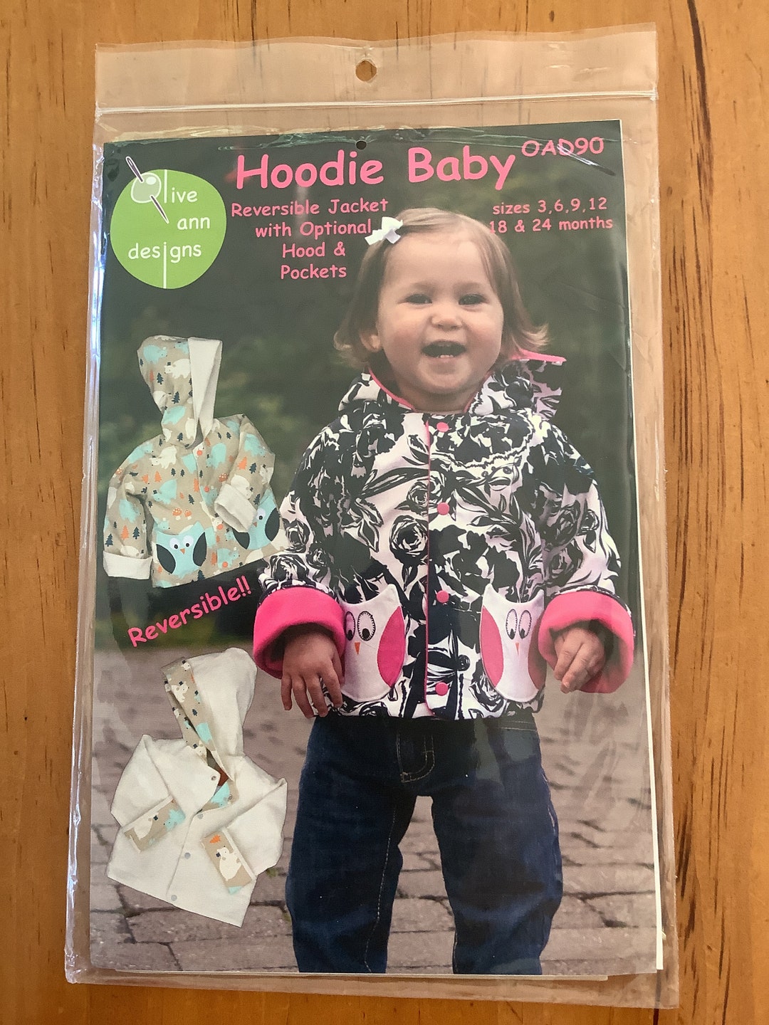 Olive Ann Designs Baby Hoodie Pattern: Reversible Owl Jacket (3-24 ...