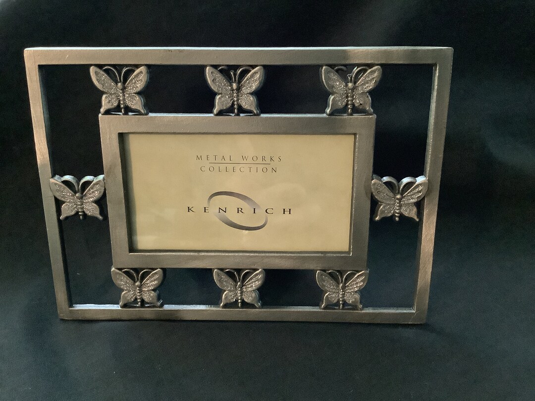 Butterfly Photo Frame Pewter Color 5x3 1/2 Inch Outside, Opening 3 1/4 ...