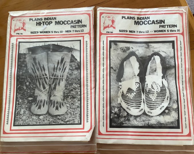 Plains Indian Moccasin Patterns , Includes 2 Patterns, Uncut. Hi Top ...