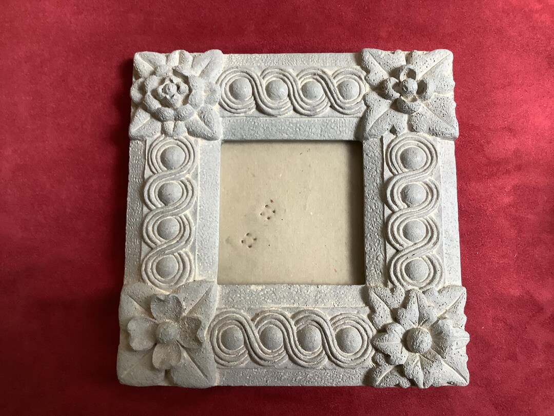 Scroll and Flower Picture Frame, Heavy Composite,grey, Outer 7x7 Inch ...