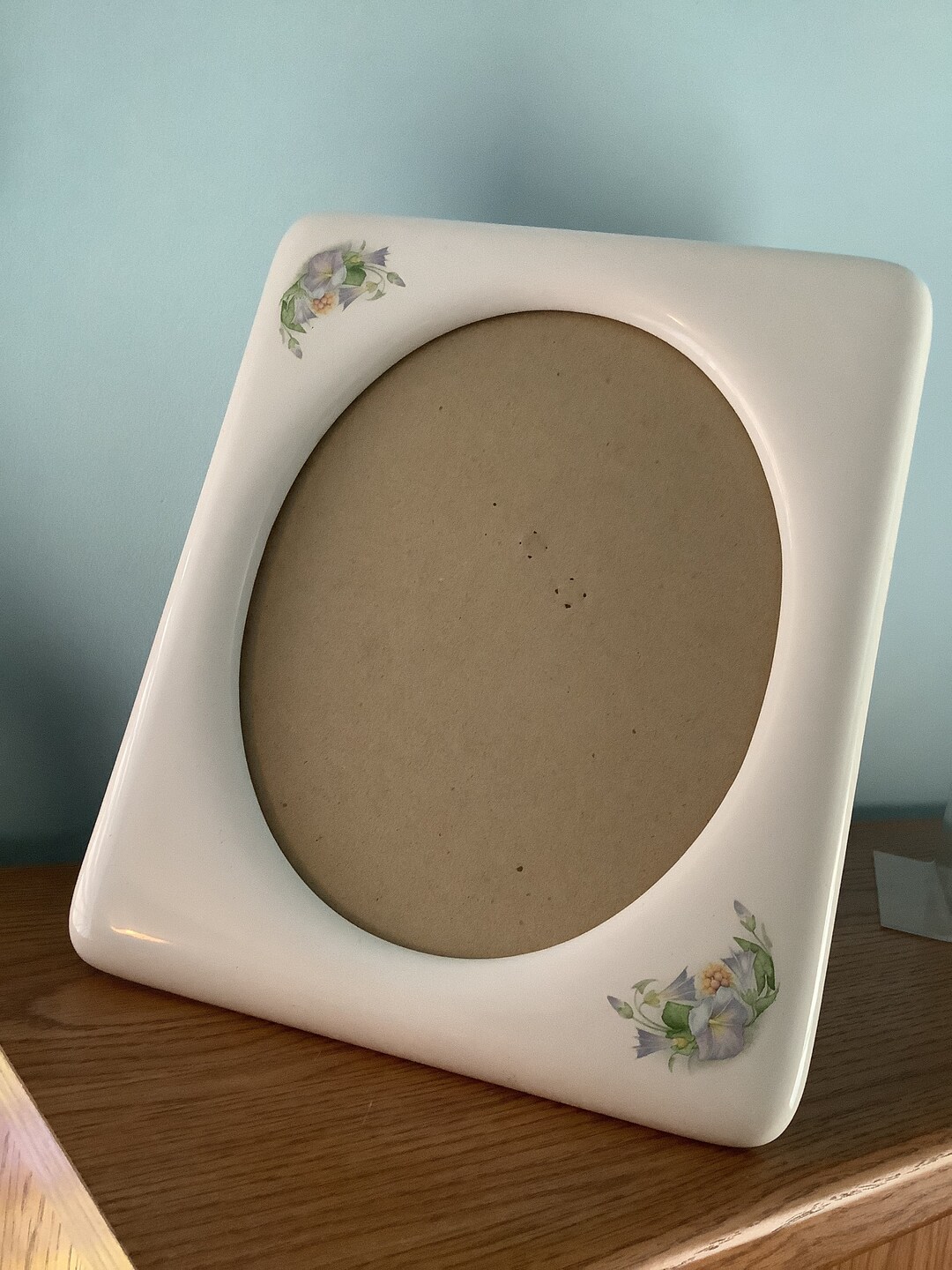 Picture Frame, Ceramic, Floral, Oval Center, No Glass, Fetco , Easel ...