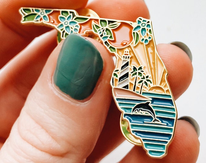 Florida Orange Blossom Hard Enamel Pin State Flower Series Flair Lapel ...