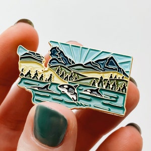 Washington Enamel Pin | Gold Soft Enamel Pin | Illustrated United State ...