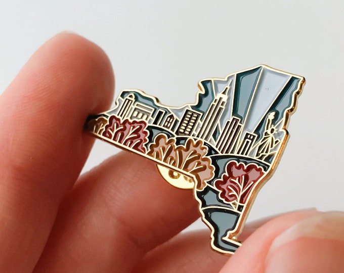 New York Enamel Pin Gold Soft Enamel Pin Illustrated United States Pin ...