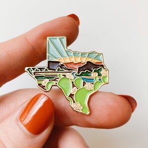 Texas Enamel Pin Gold Soft Enamel Pin Illustrated United State Pin ...
