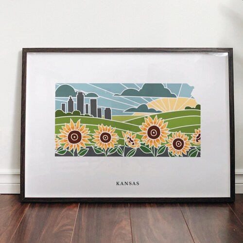 Kansas Physical Art Print State Wall Art 5x7 8x10 11x14 - Etsy