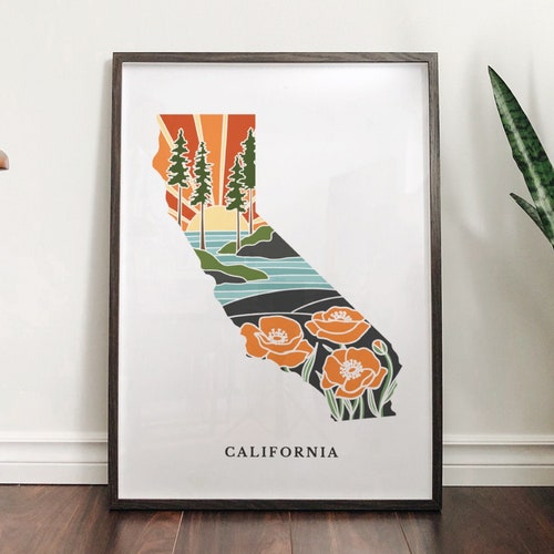 California State Flower Wall Art CA Poppy Floral Print - Etsy