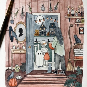 Witch Print | Halloween Print | Watercolor Illustration | Wall Art ...