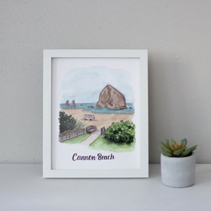 Cannon Beach Print Watercolor Illustration Art Print | Etsy