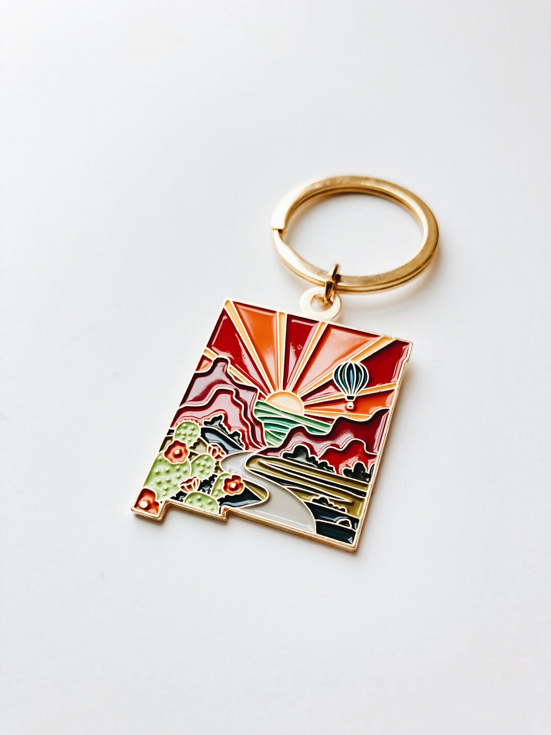 New Mexico Gold Enamel Keychain | New Mexico State Key Ring | Soft ...