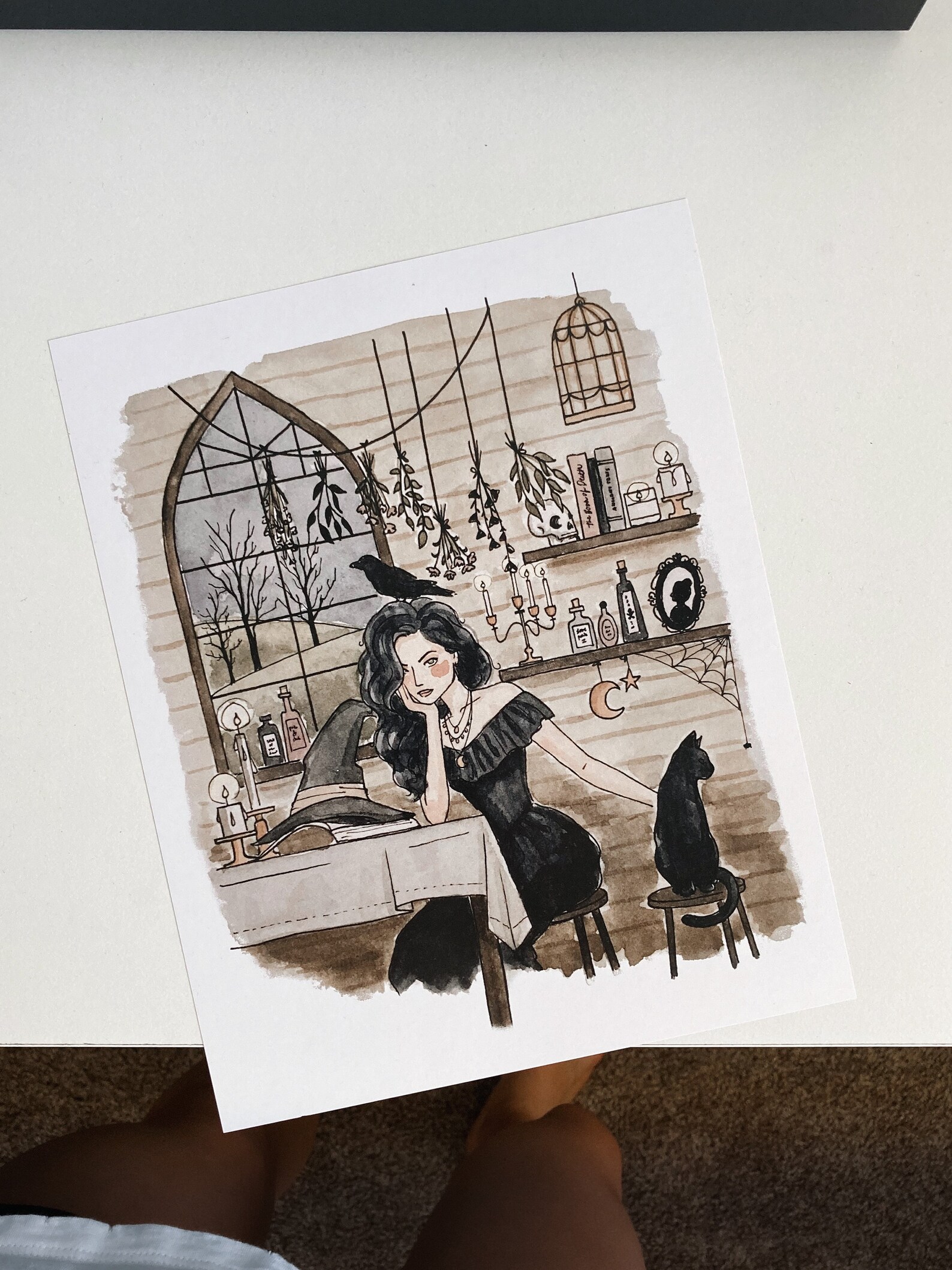 Witch Print Watercolor Illustration Wall Art 8x10 | Etsy