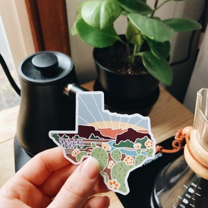 Texas Car Magnet Illustrated Weatherproof State Magnet Outdoorsy Magnet ...