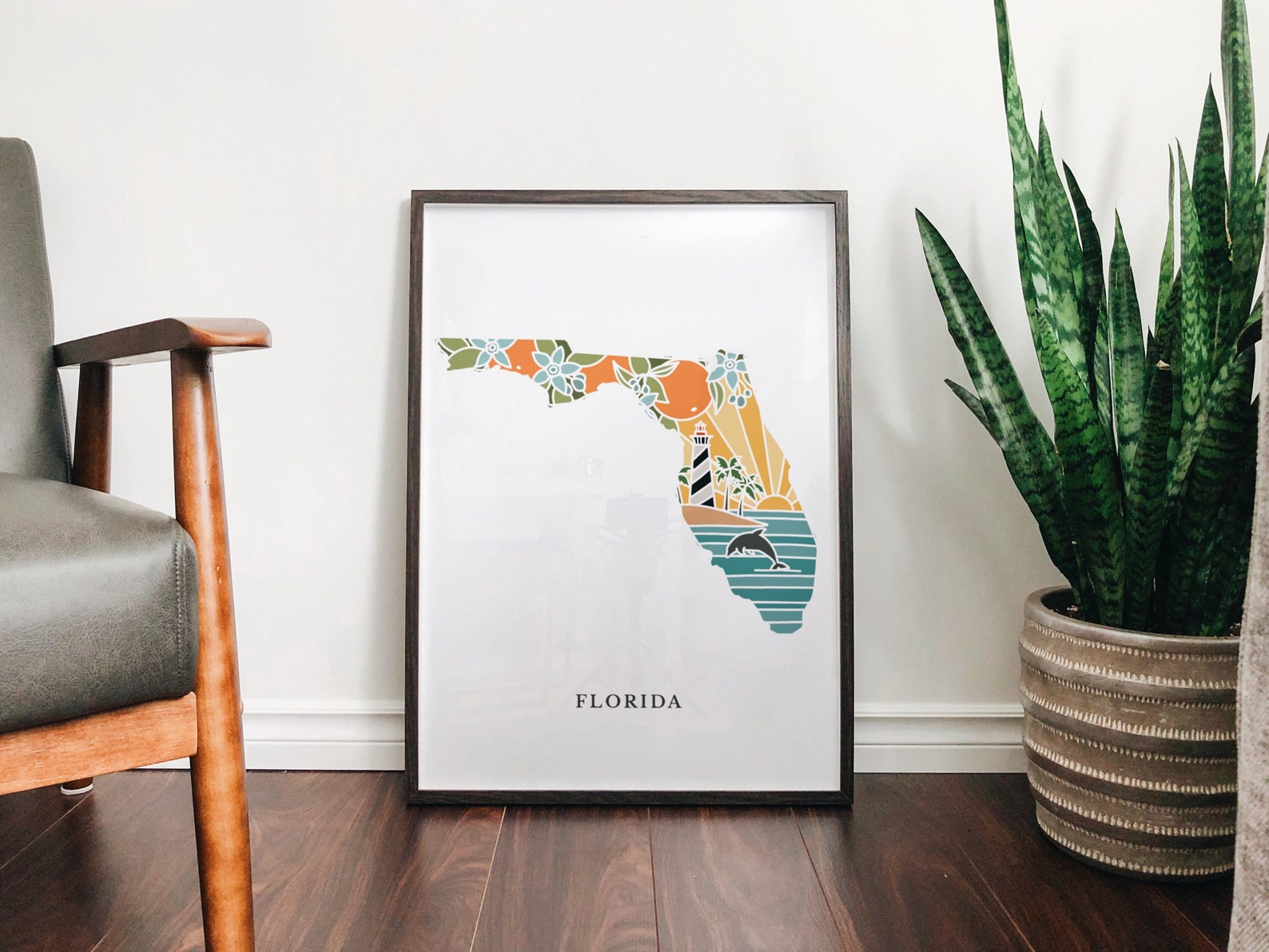 Florida Art Print State Wall Art 5x7 8x10 11x14 16x20 - Etsy