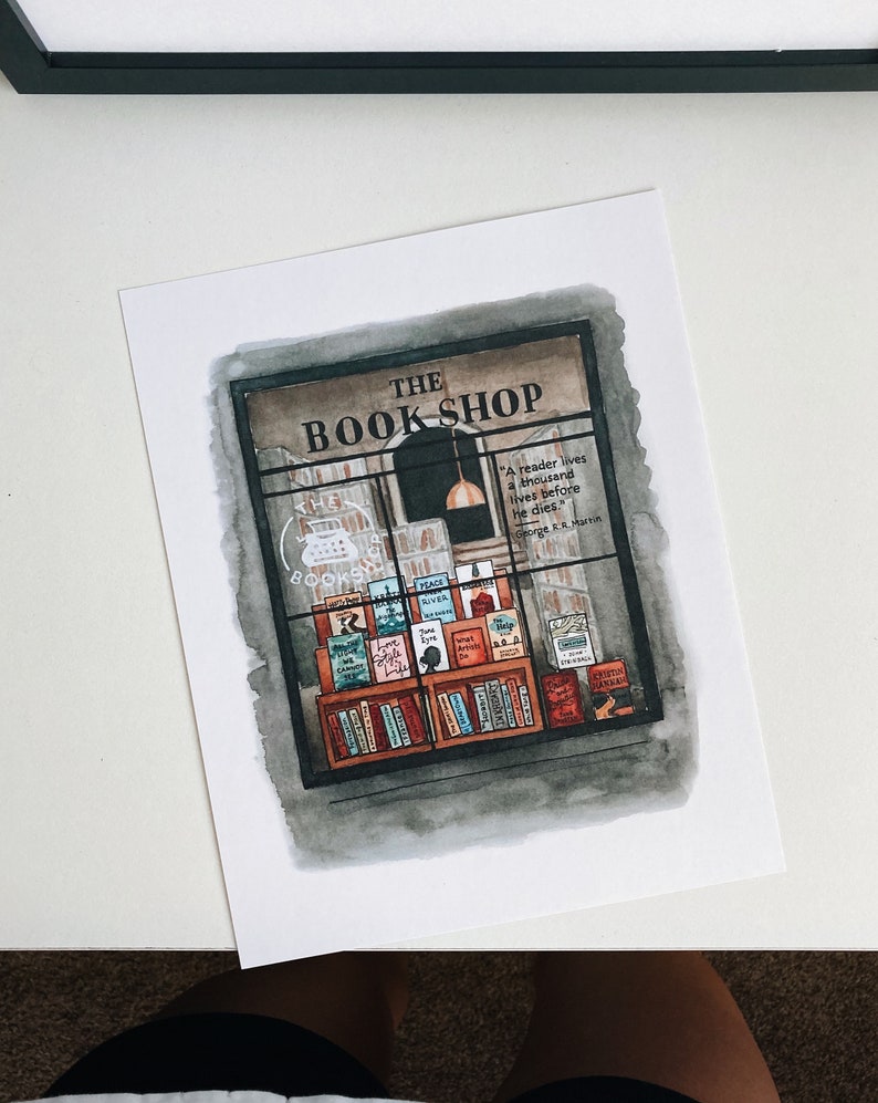 Bookshop Print Watercolor Illustration Wall Art | Etsy