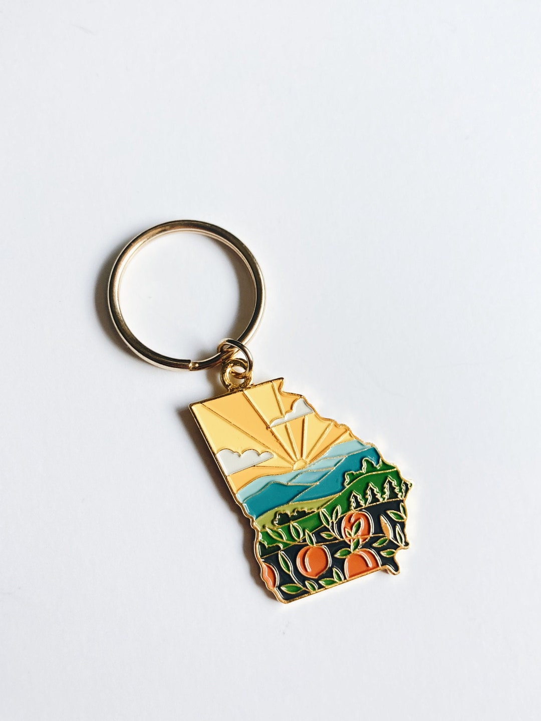 Georgia Soft Enamel Keychain 1.5" | Georgia Outline Key Ring ...
