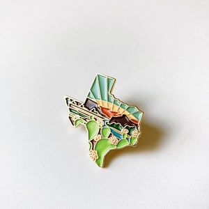 Texas Enamel Pin | Gold Soft Enamel Pin | Illustrated United State Pin ...
