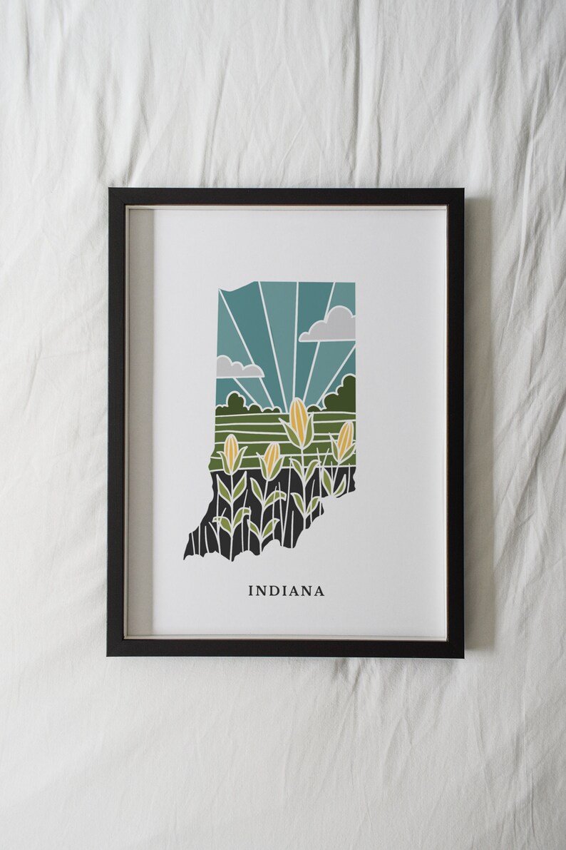 Indiana Art Print State Wall Art 5x7 8x10 11x14 16x20 - Etsy