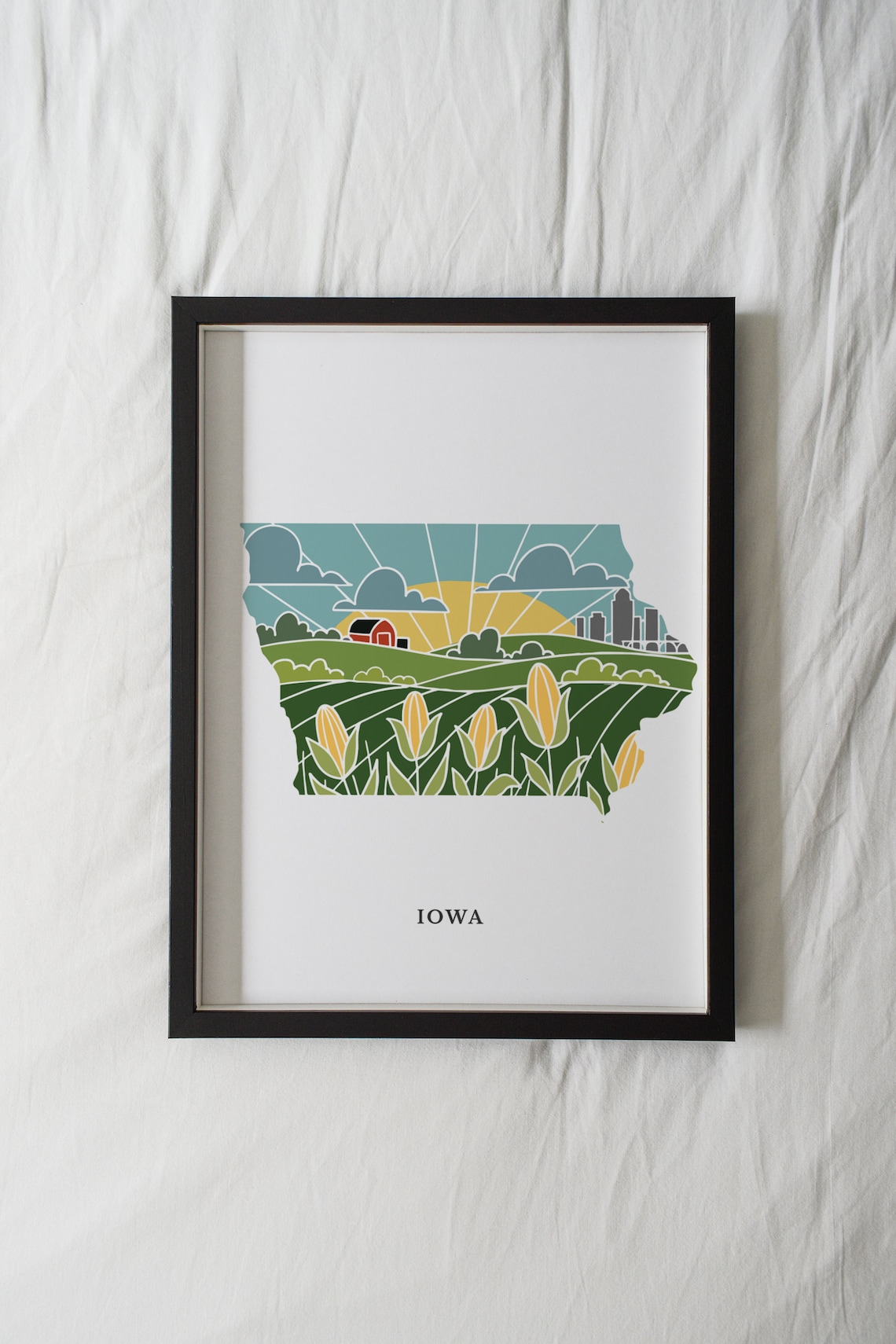 Iowa Physical Art Print State Wall Art 5x7 8x10 11x14 - Etsy
