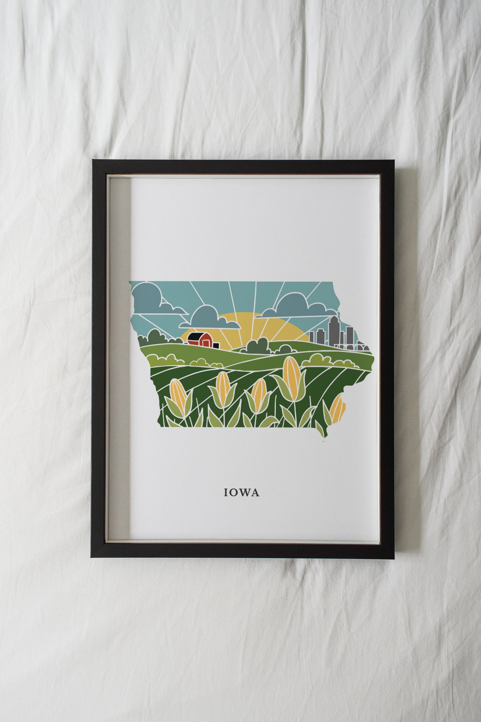 Iowa Physical Art Print State Wall Art 5x7 8x10 11x14 - Etsy