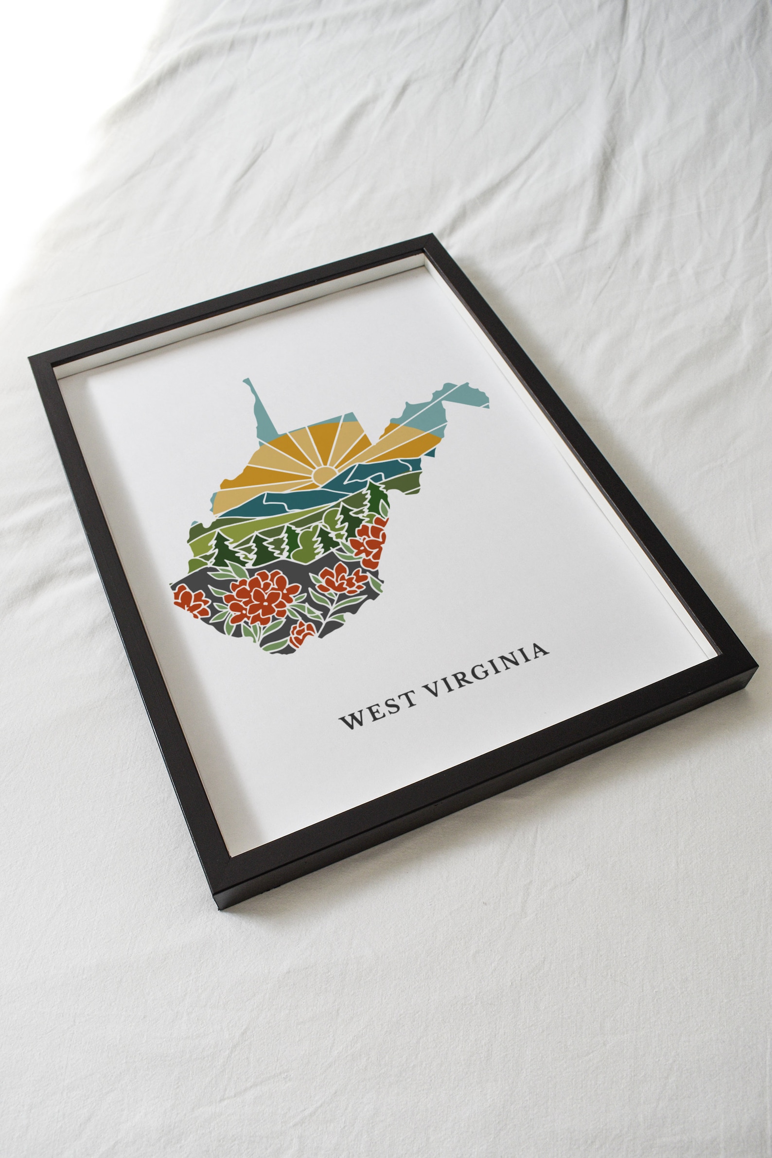West Virginia Physical Art Print State Wall Art 5x7 8x10 - Etsy