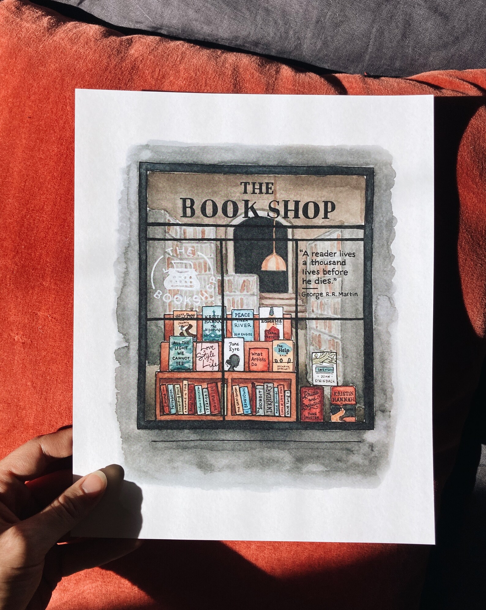 Bookshop Print Watercolor Illustration Wall Art | Etsy