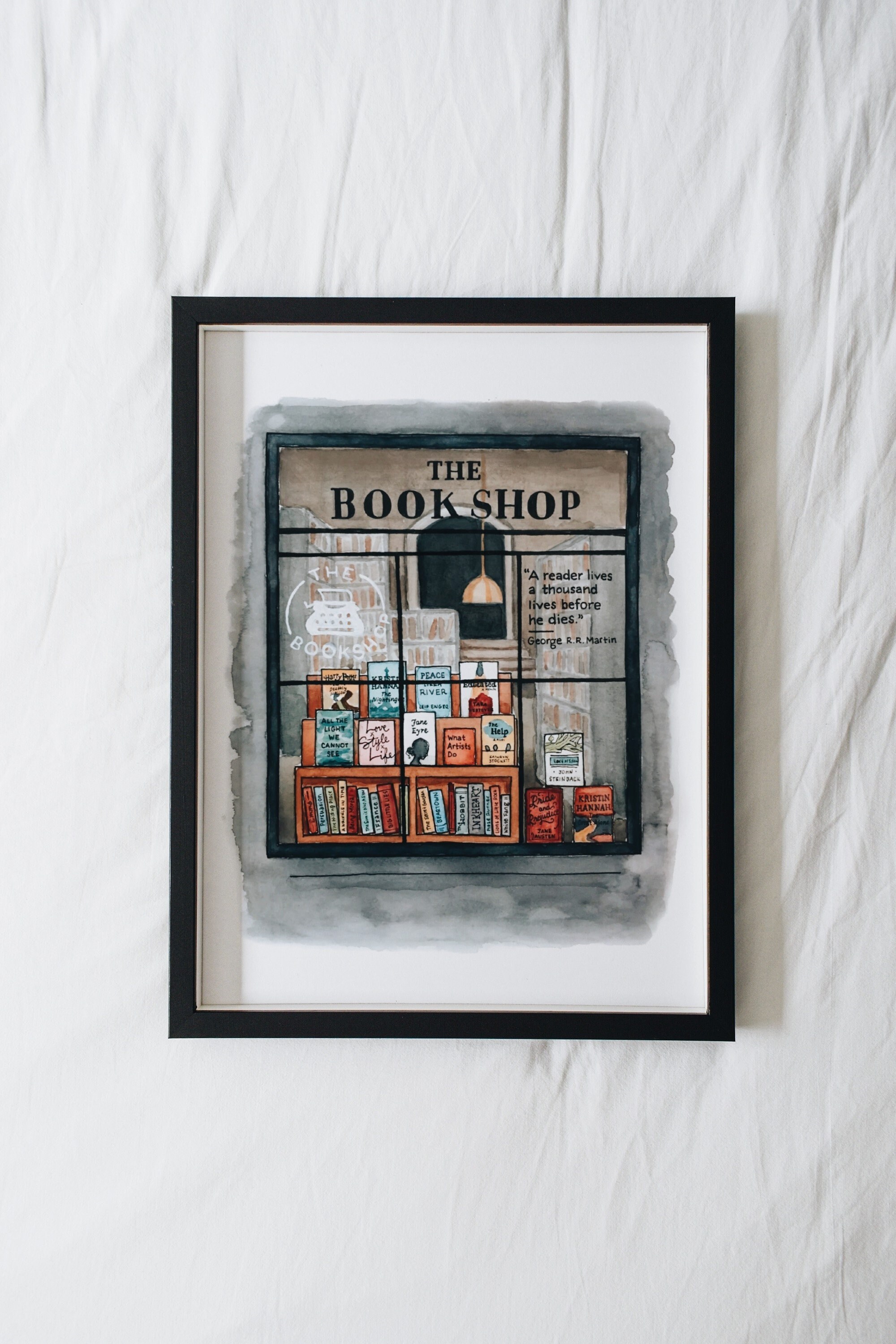 Bookshop Print Watercolor Illustration Wall Art - Etsy UK