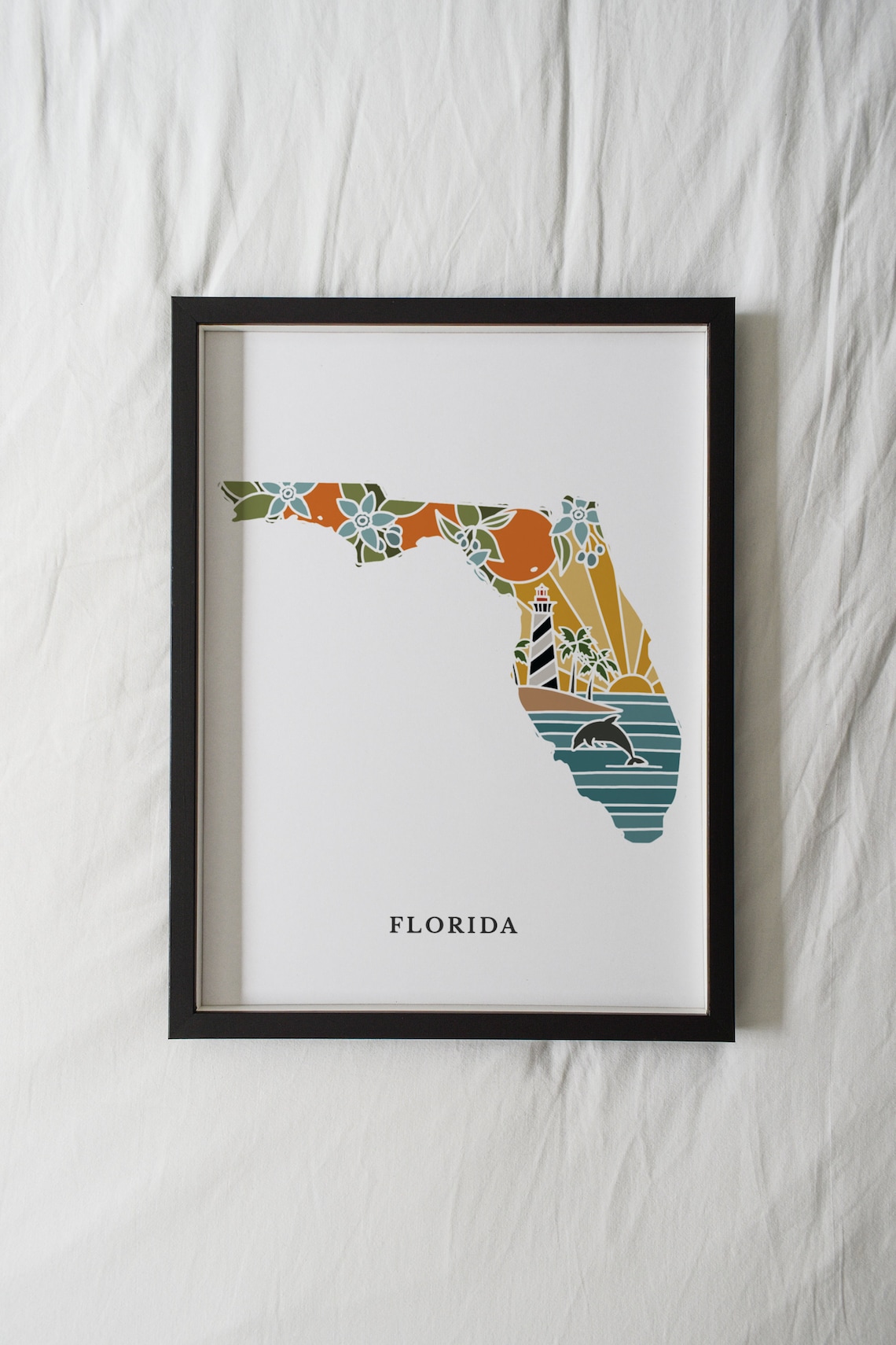 Florida Art Print State Wall Art 5x7 8x10 11x14 16x20 | Etsy