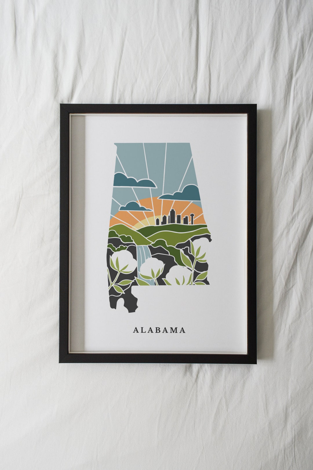 Alabama Physical Art Print | State Wall Art | 5x7, 8x10, 11x14, 16x20 ...