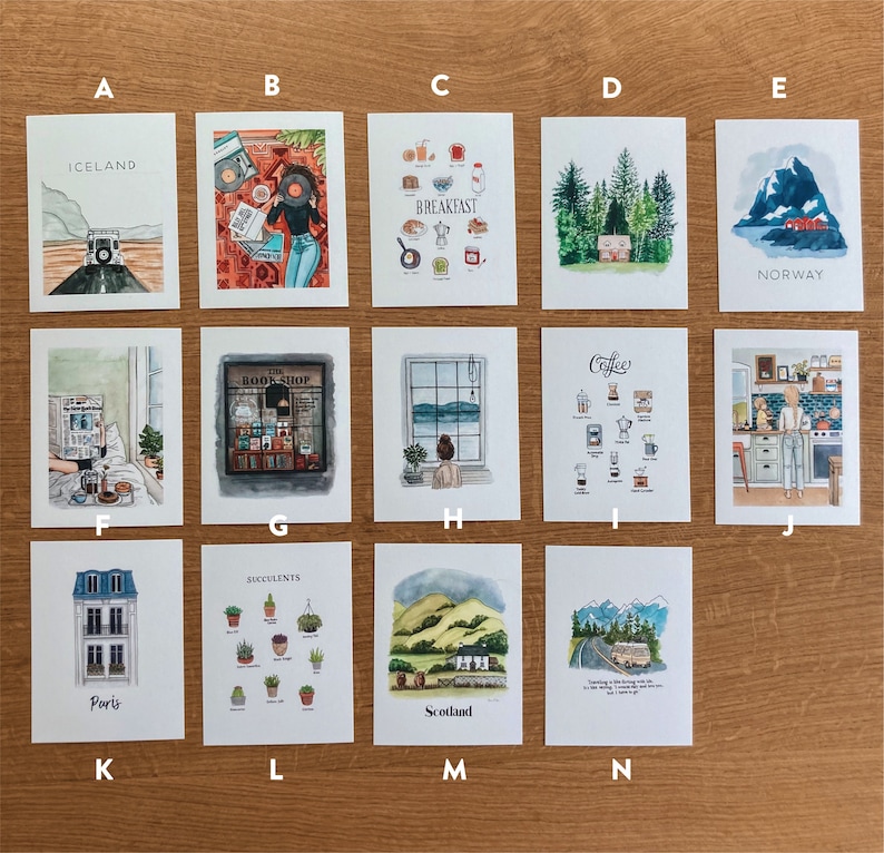 Illustrated Postcard Variety Set Set of 6 Mix & Match - Etsy
