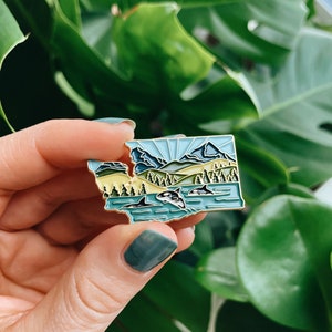 Washington Enamel Pin | Gold Soft Enamel Pin | Illustrated United State ...