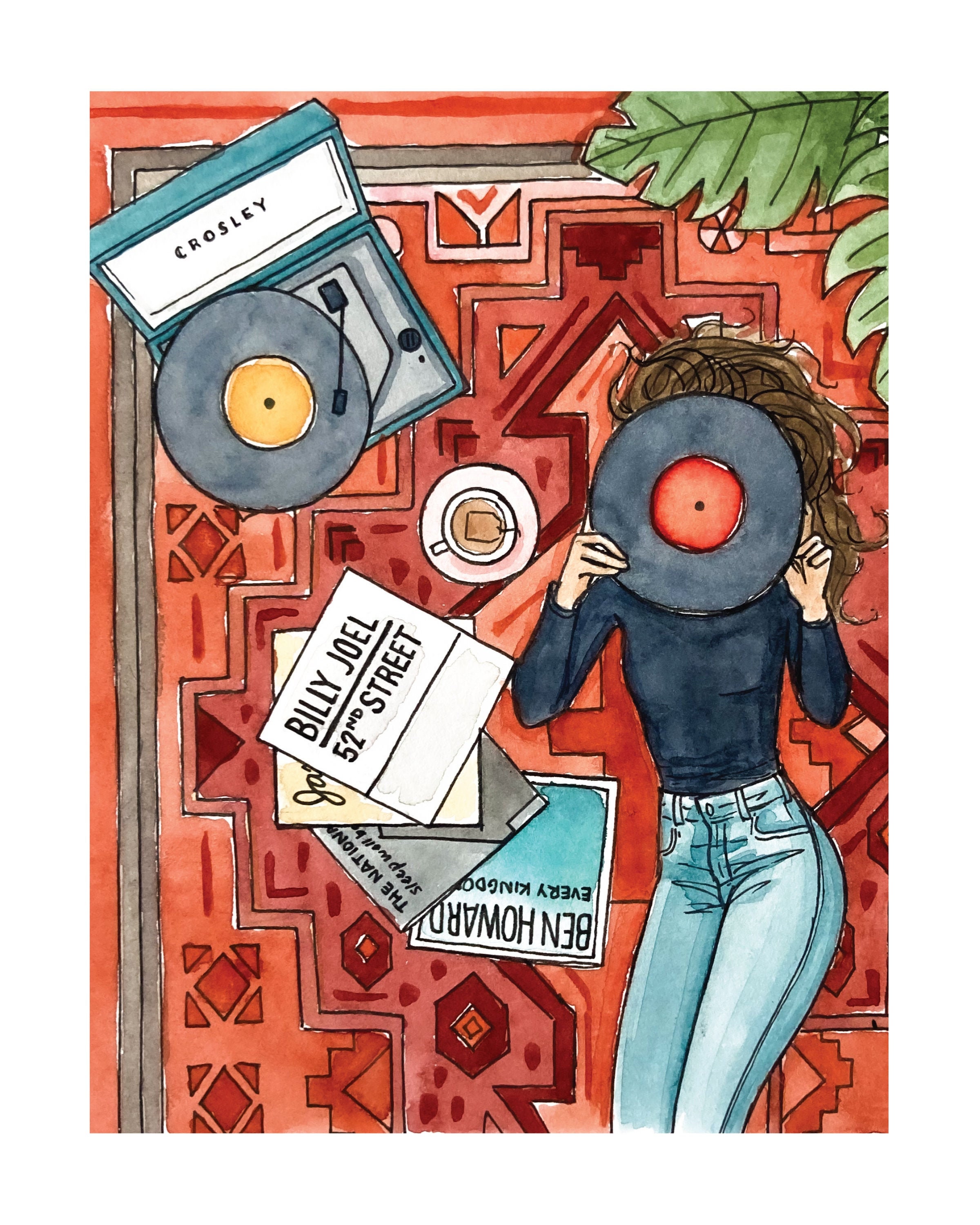 Record Print Watercolor Illustration Wall Art 8x10 - Etsy