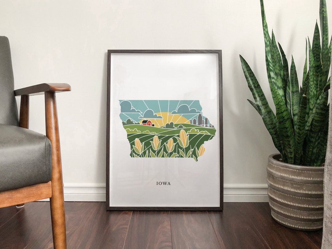 Iowa Physical Art Print | State Wall Art | 5x7, 8x10, 11x14, 16x20 ...