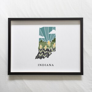 Indiana Art Print | State Wall Art | 5x7, 8x10, 11x14, 16x20 Archival ...