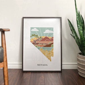 Nevada Physical Art Print | State Wall Art | 5x7, 8x10, 11x14, 16x20 ...