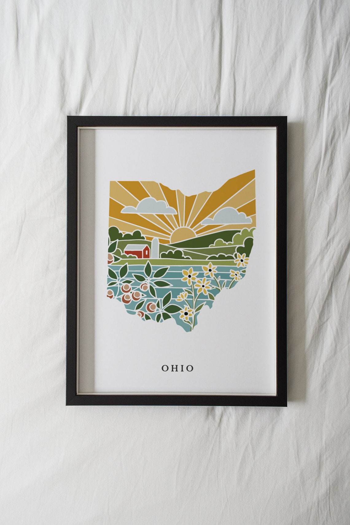 Ohio Physical Art Print State Wall Art 5x7 8x10 11x14 - Etsy
