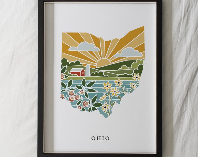Ohio Physical Art Print | State Wall Art | 5x7, 8x10, 11x14, 16x20 ...