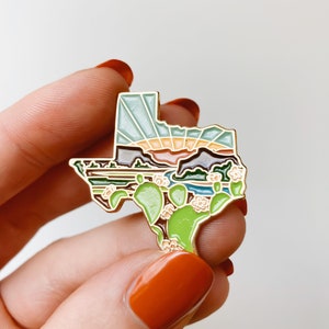 Texas Enamel Pin Gold Soft Enamel Pin Illustrated United State Pin ...