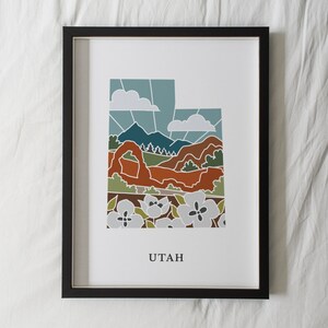 Utah Physical Art Print | State Wall Art | 5x7, 8x10, 11x14, 16x20 ...