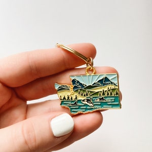 Washington Soft Enamel Keychain | Washington Outline Key Ring ...