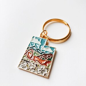 Utah Gold Enamel Keychain | Utah Outline Key Ring | Soft Enamel ...