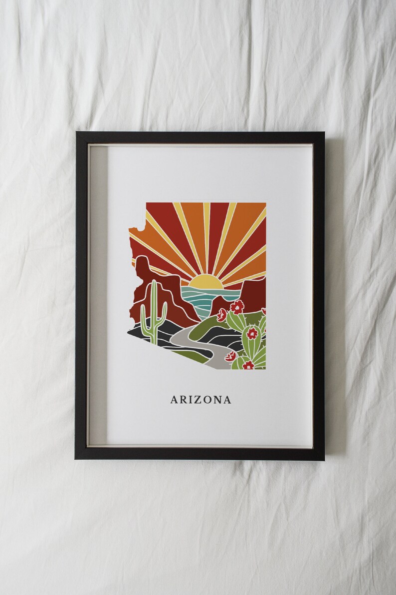 Arizona Art Print State Wall Art 5x7 8x10 11x14 16x20 - Etsy