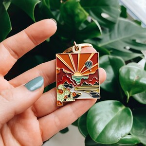 New Mexico Gold Enamel Keychain | New Mexico State Key Ring | Soft ...