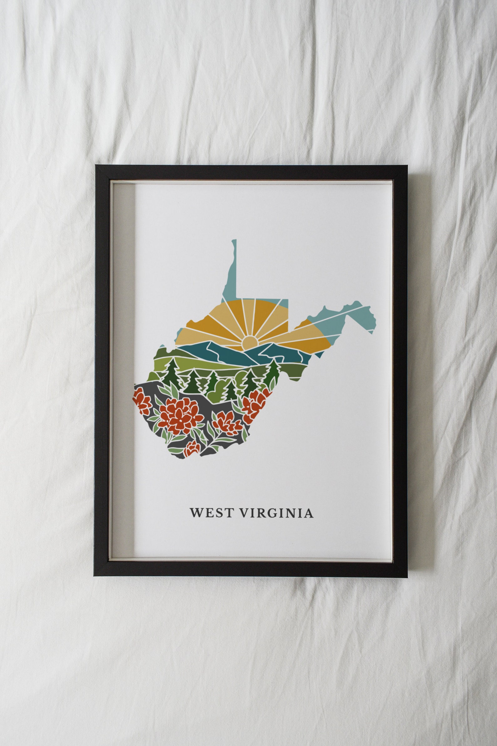 West Virginia Physical Art Print State Wall Art 5x7 8x10 | Etsy