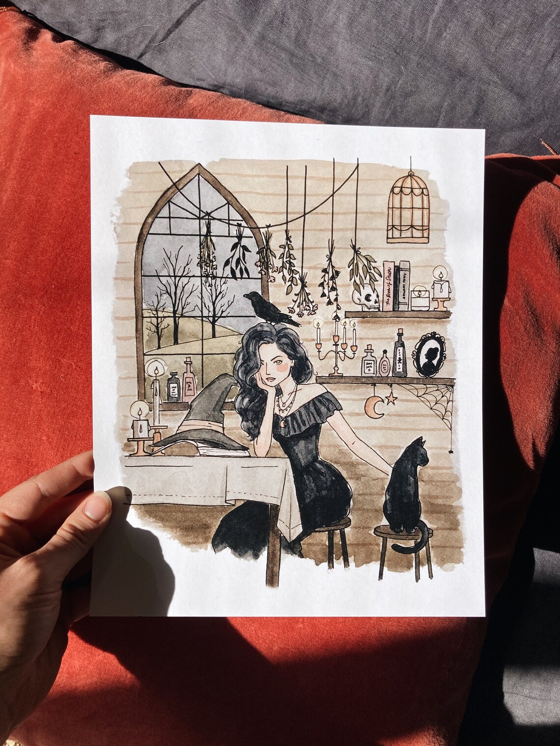 Witch Print Watercolor Illustration Wall Art 8x10 | Etsy