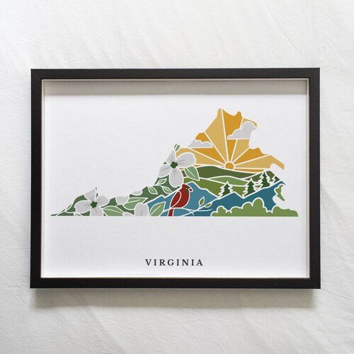 Virginia Physical Art Print State Wall Art 5x7 8x10 - Etsy