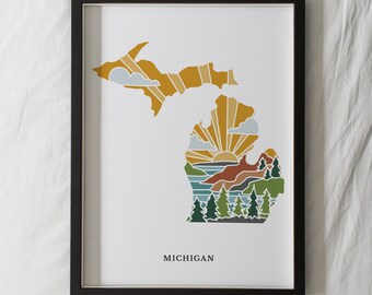 Mackinac Bridge, Michigan Print, Lake Huron, Great Lakes, Lake Michigan ...