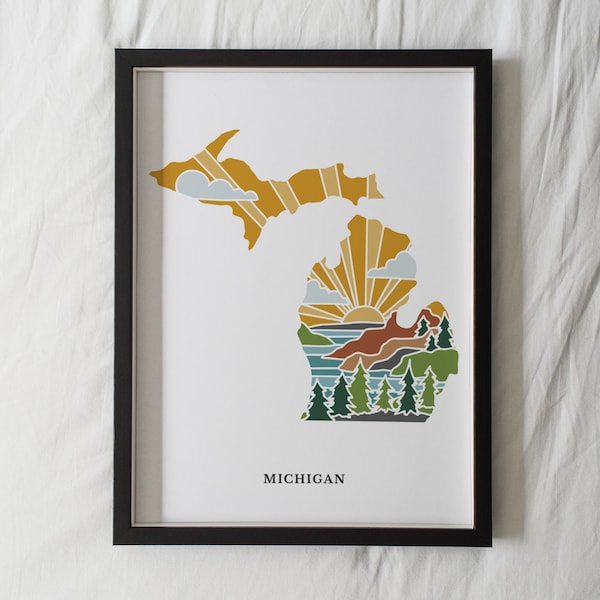 Michigan Poster - Etsy